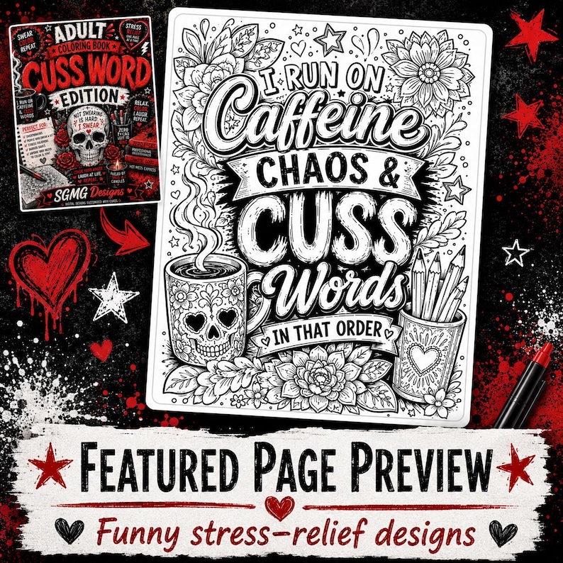 Adult Cuss Word Coloring Book: Funny Swear Word Pages, Stress Relief ...