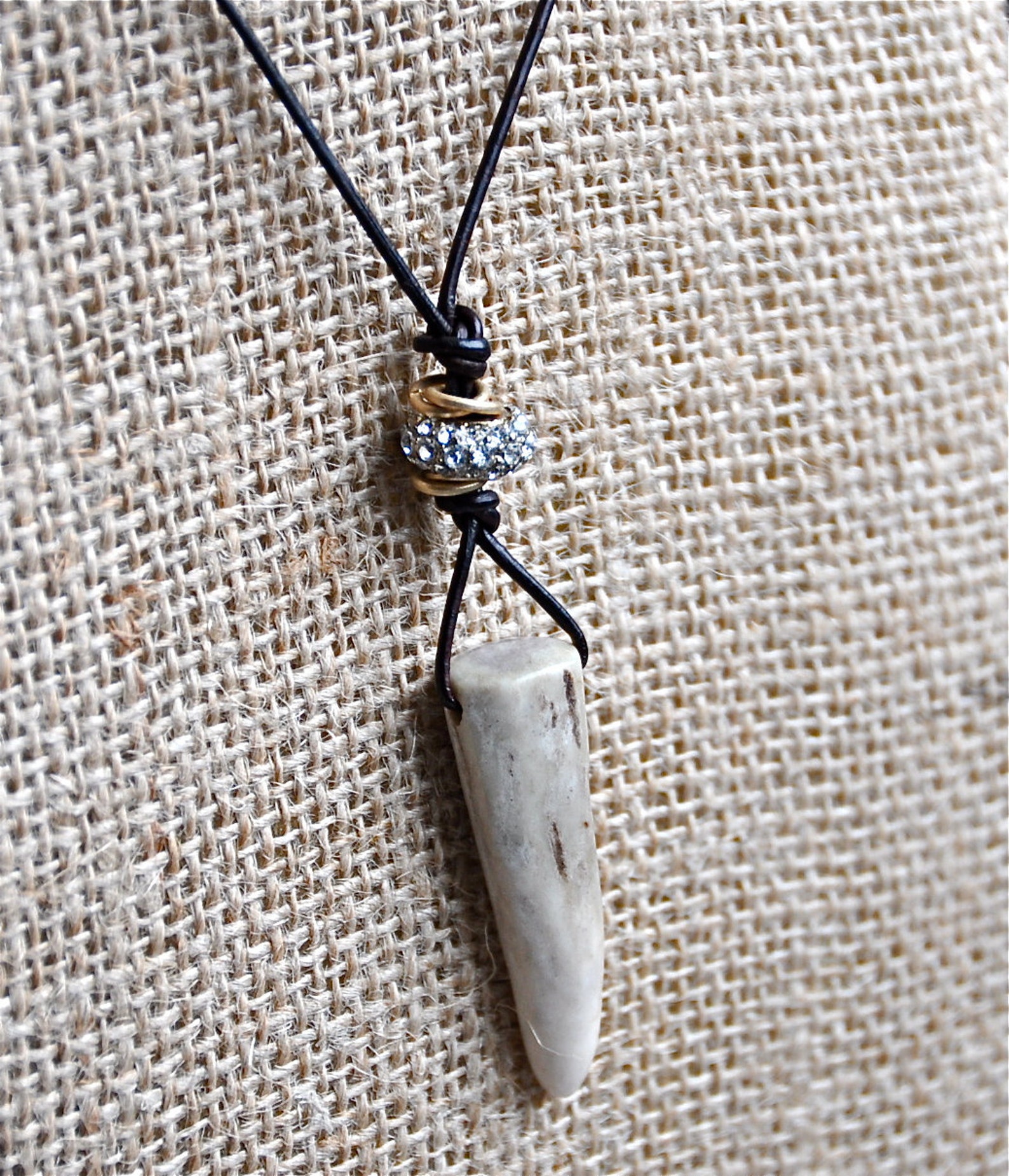 Natural Tusk Pendant + Pave Necklace by Bead Rustic - Etsy