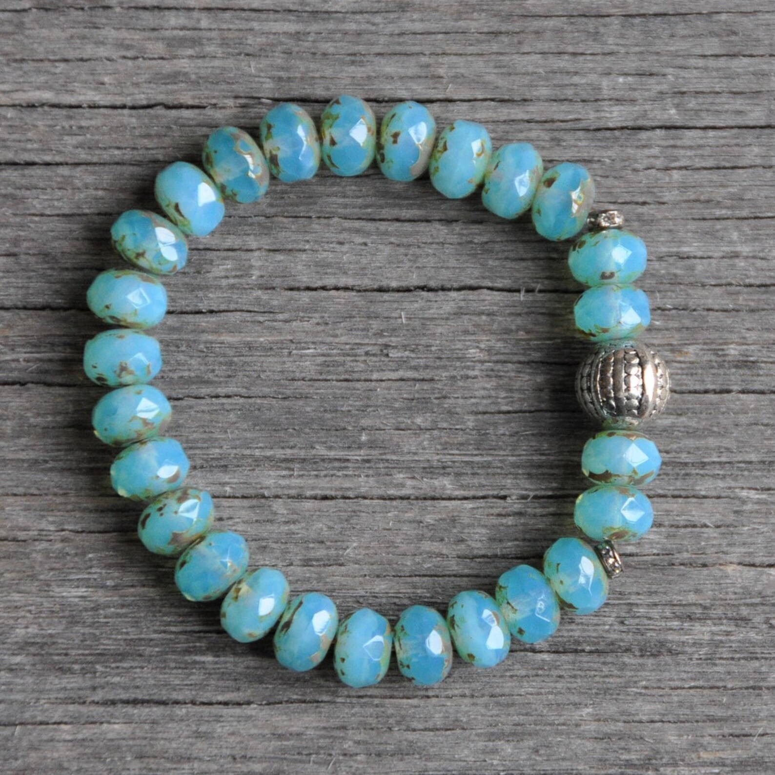 Azure Blue Faceted Bead Bracelet by Beadrustic - Etsy