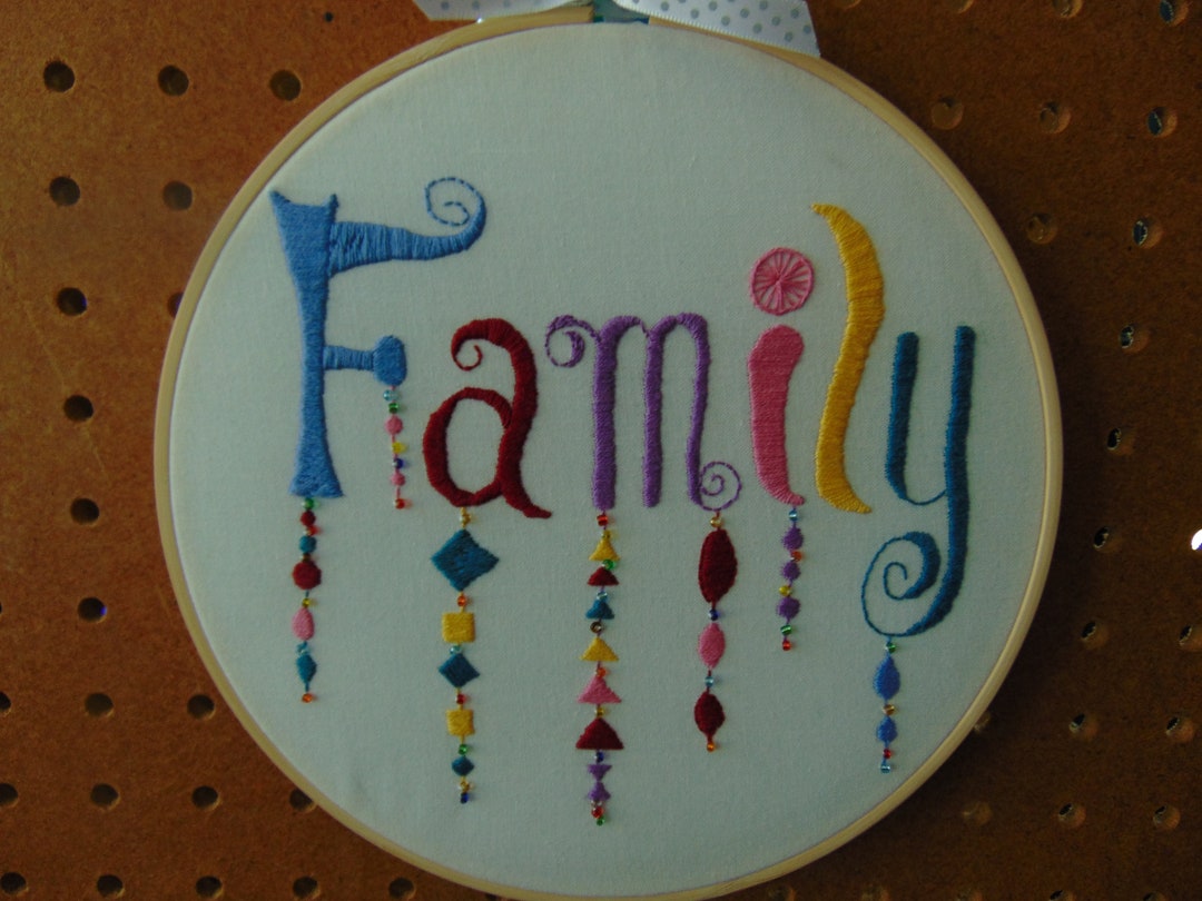 FAMILY Hand Embroidered Positive Words in 8 Inch Hoop - Etsy