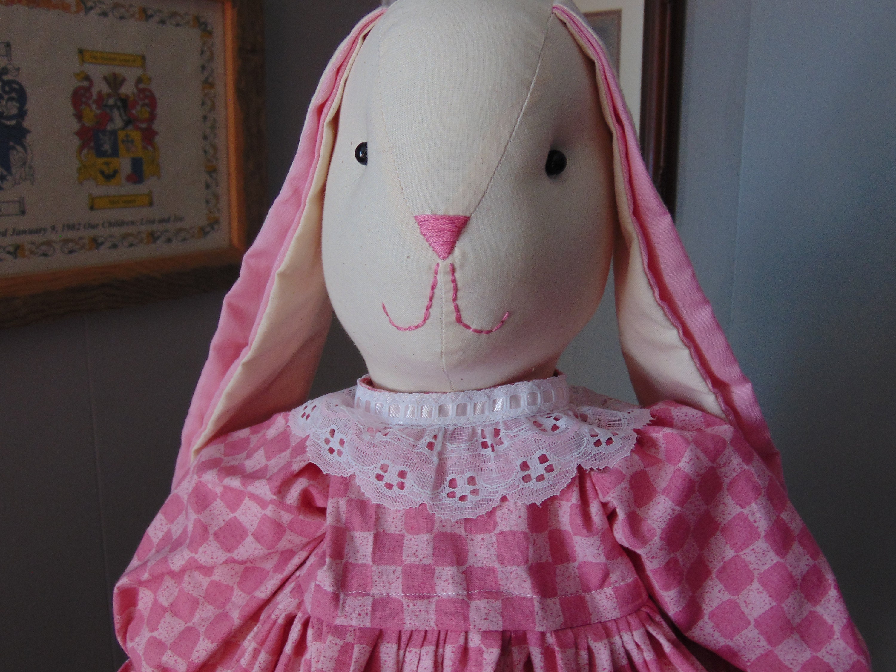 Pinky the Big Stuffed Easter Bunny Rabbit Doll - Etsy