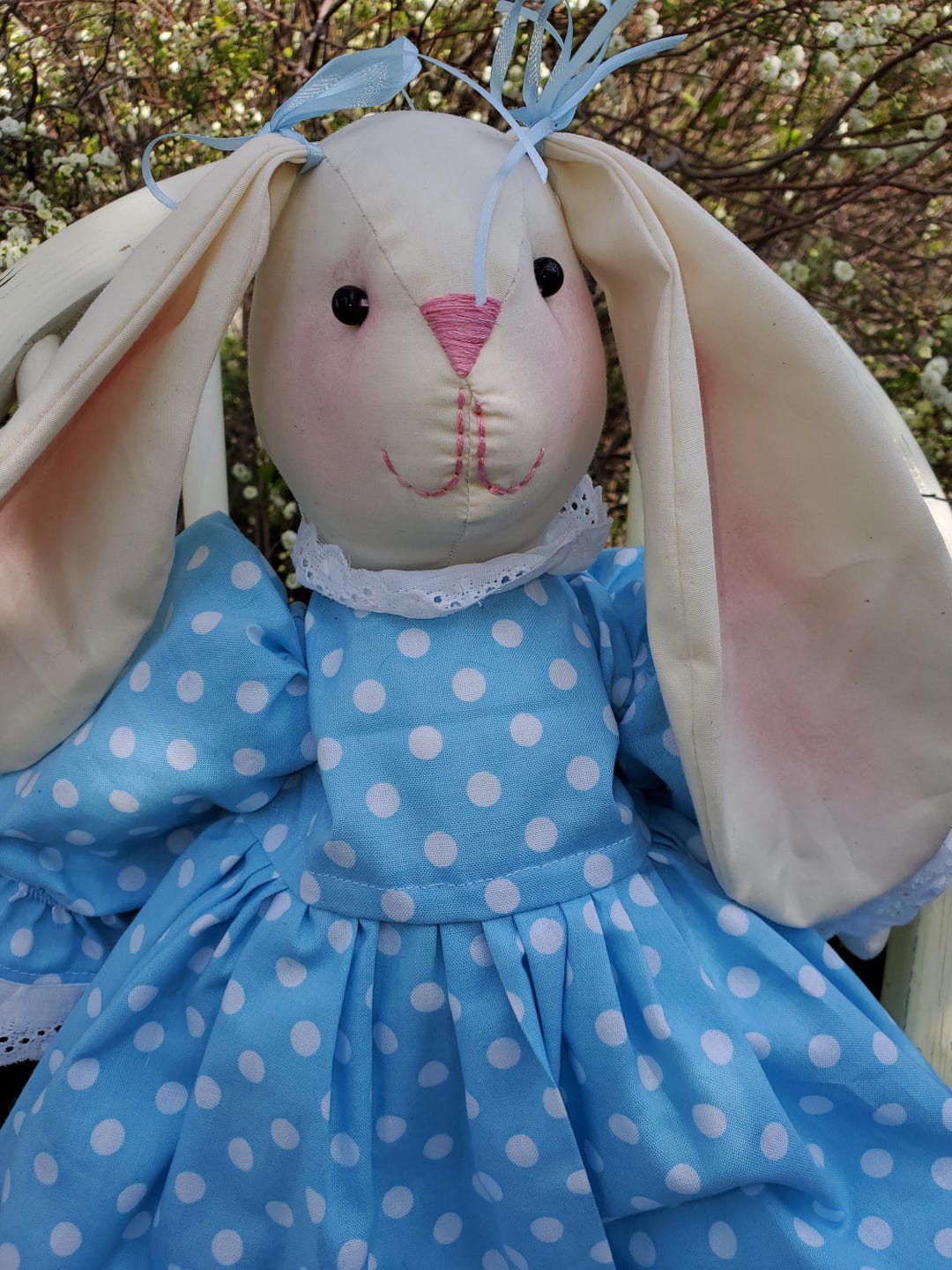 Dolly the Stuffed Bunny Rabbit Doll in Light Blue Dress - Etsy