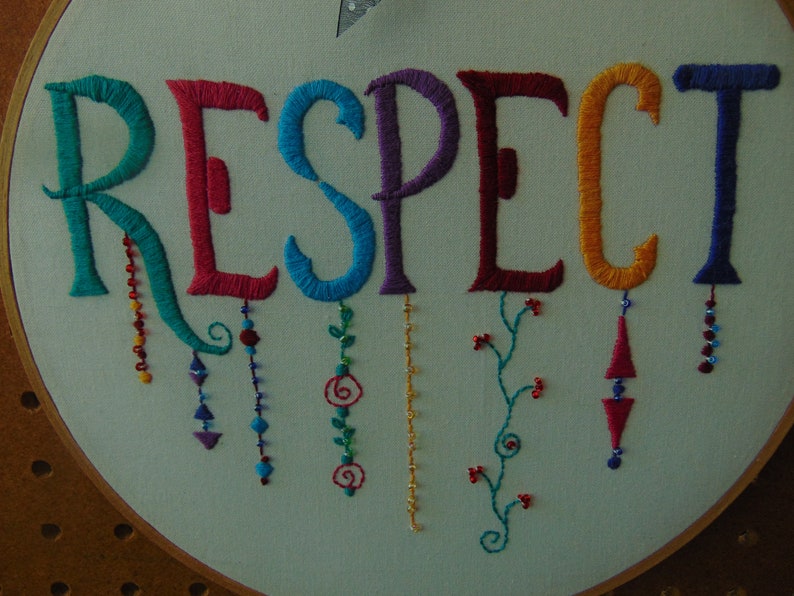 RESPECT Hand Embroidered Positive Words in 9 Inch Hoop - Etsy