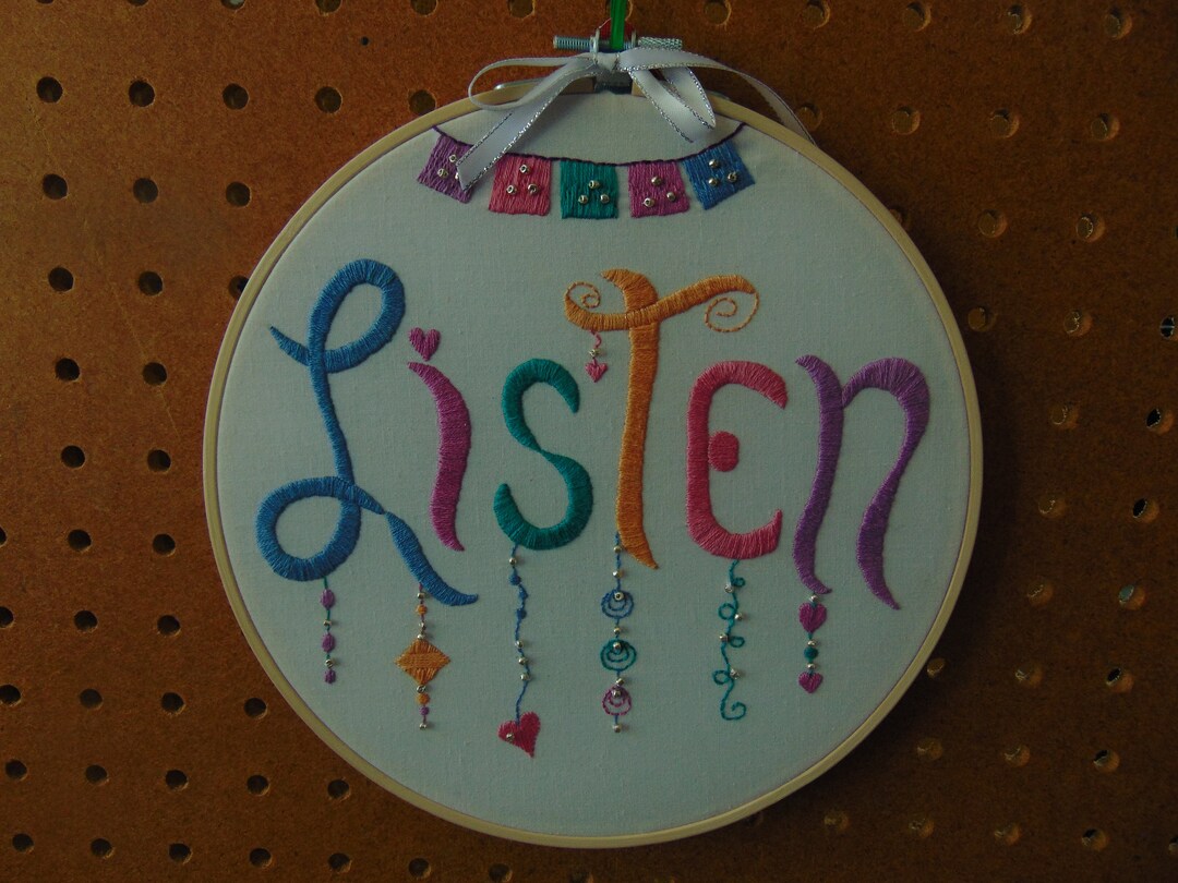 LISTEN Hand Embroidered Positive Words in 8 Inch Hoop - Etsy