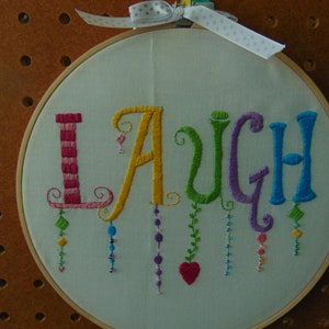 Laugh Hand Embroidered Positive Words in 8 Inch Hoop - Etsy