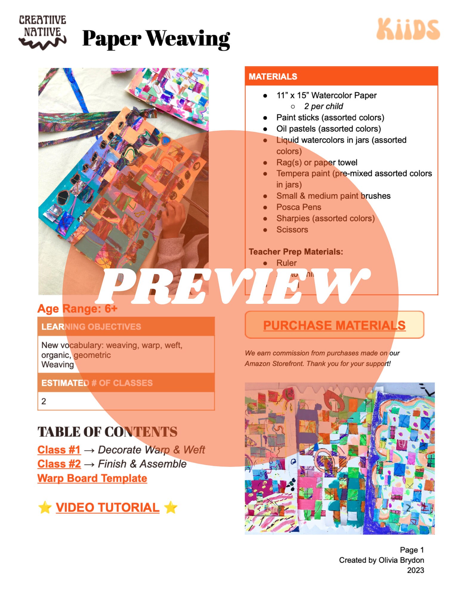 Paper Weaving Kids Art Lesson Plan & Video Tutorial - Ages 6 ...
