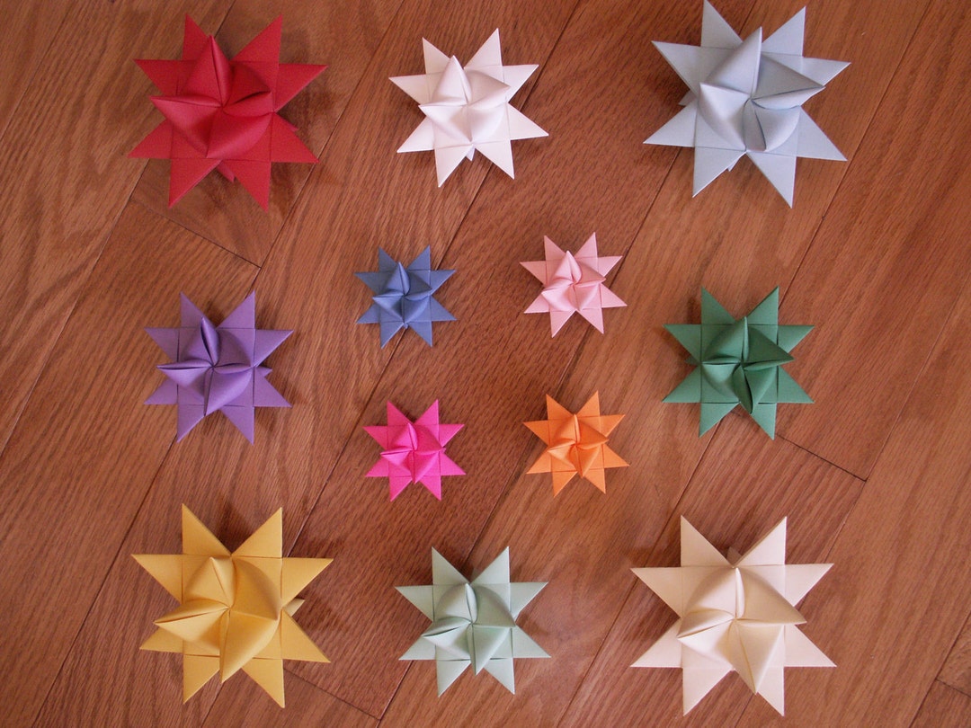 Folded Paper Froebel Stars-choose Your Color/colors Set of 12 - Etsy