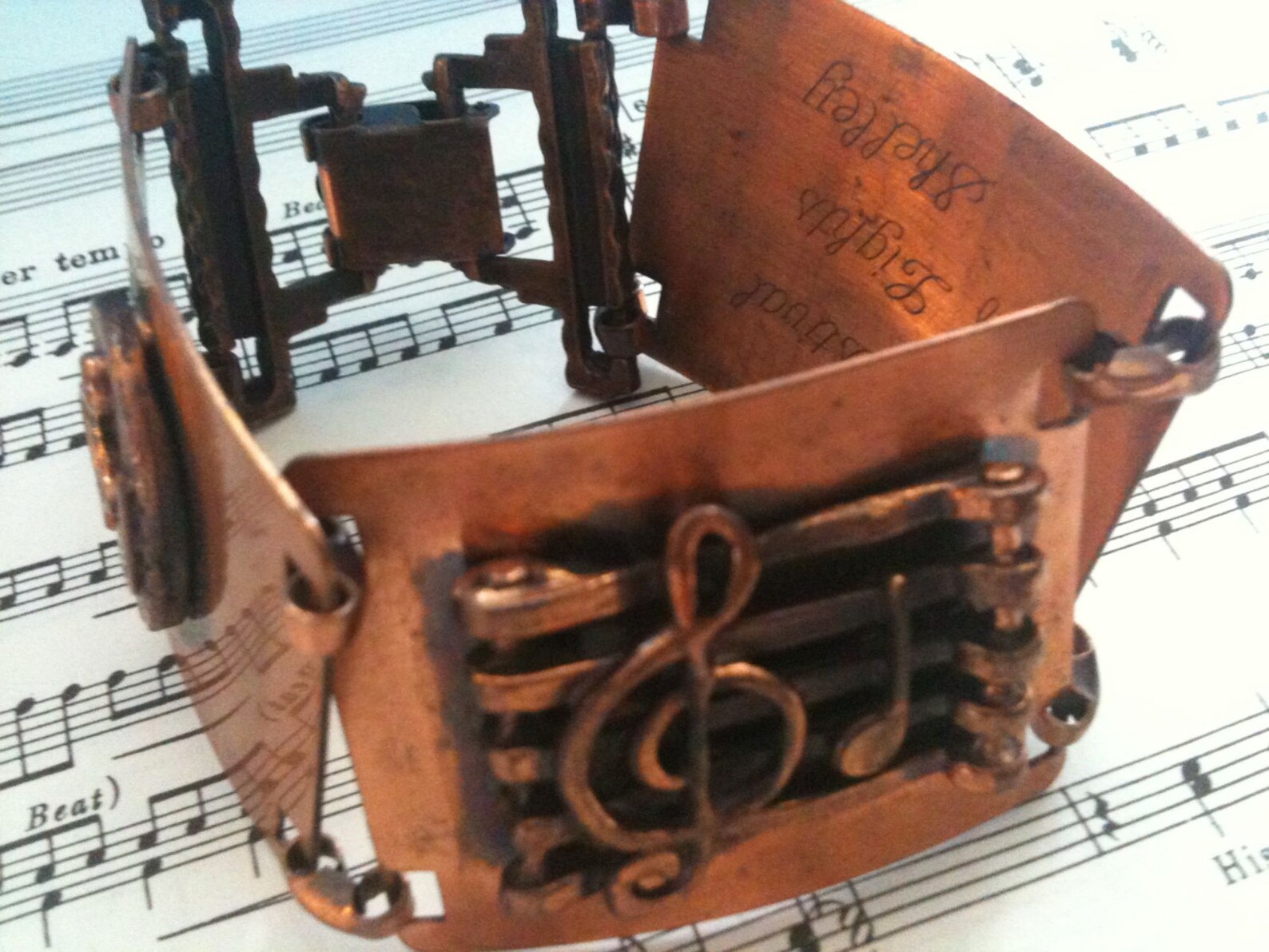 Vintage Copper Musical Note Bracelet Vintage Copper Jewelry Musical ...