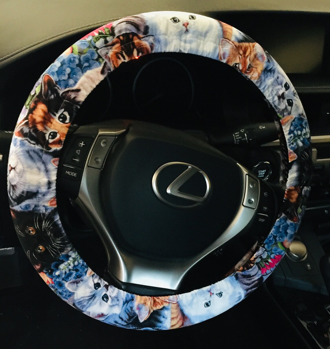 Cat Steering Wheel Cover 100% Cotton With FULL Grip Liner | Etsy