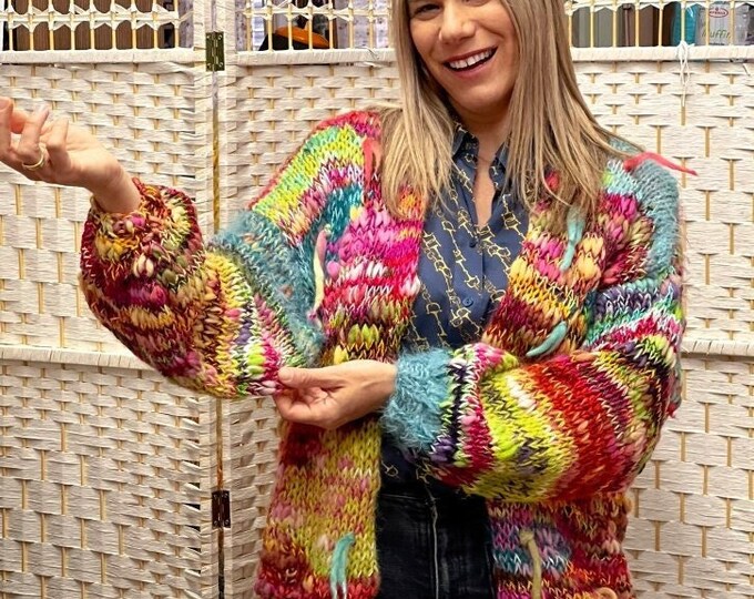 Women's Hand Knitted Cardigan/ Colorful, Multicolor Jacket ,knitwear - Etsy