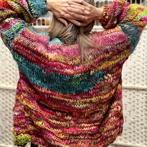 Women's Hand Knitted Cardigan/ Colorful, Multicolor Jacket ,knitwear - Etsy