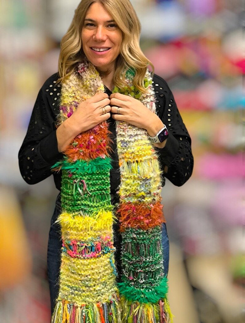 Handknit Boho Scarf,fall -winter Fashion Knit Scarf , Multi Colors ...