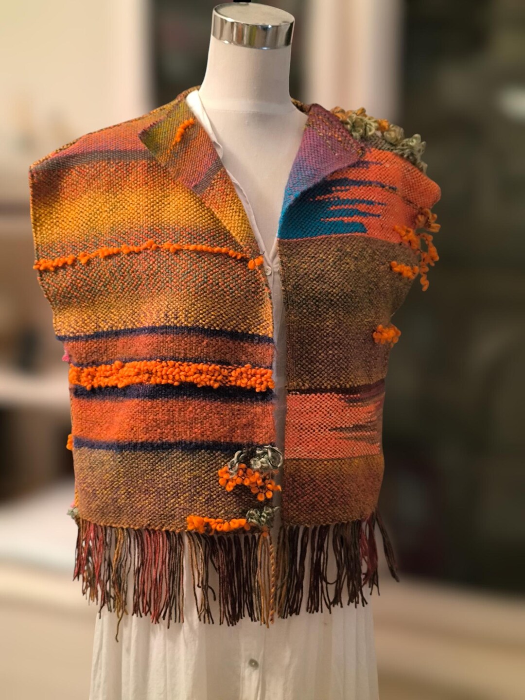 Women's Handwoven Vest , Saori Woven ,freestyle ,handwoven,art Textile ...