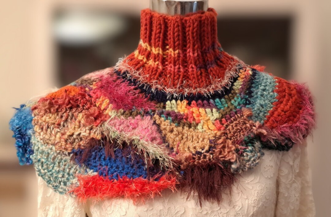 Neckwarmer,freeform,art to Wear,unique Gift,hand Knit,neck Wrap - Etsy