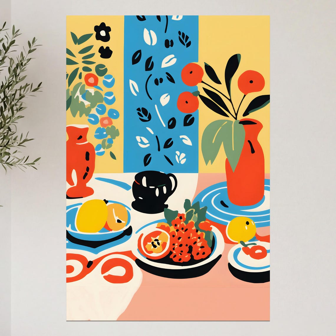 Matisse Inspired Still Life Print, Mid Century Modern Abstract Wall ...