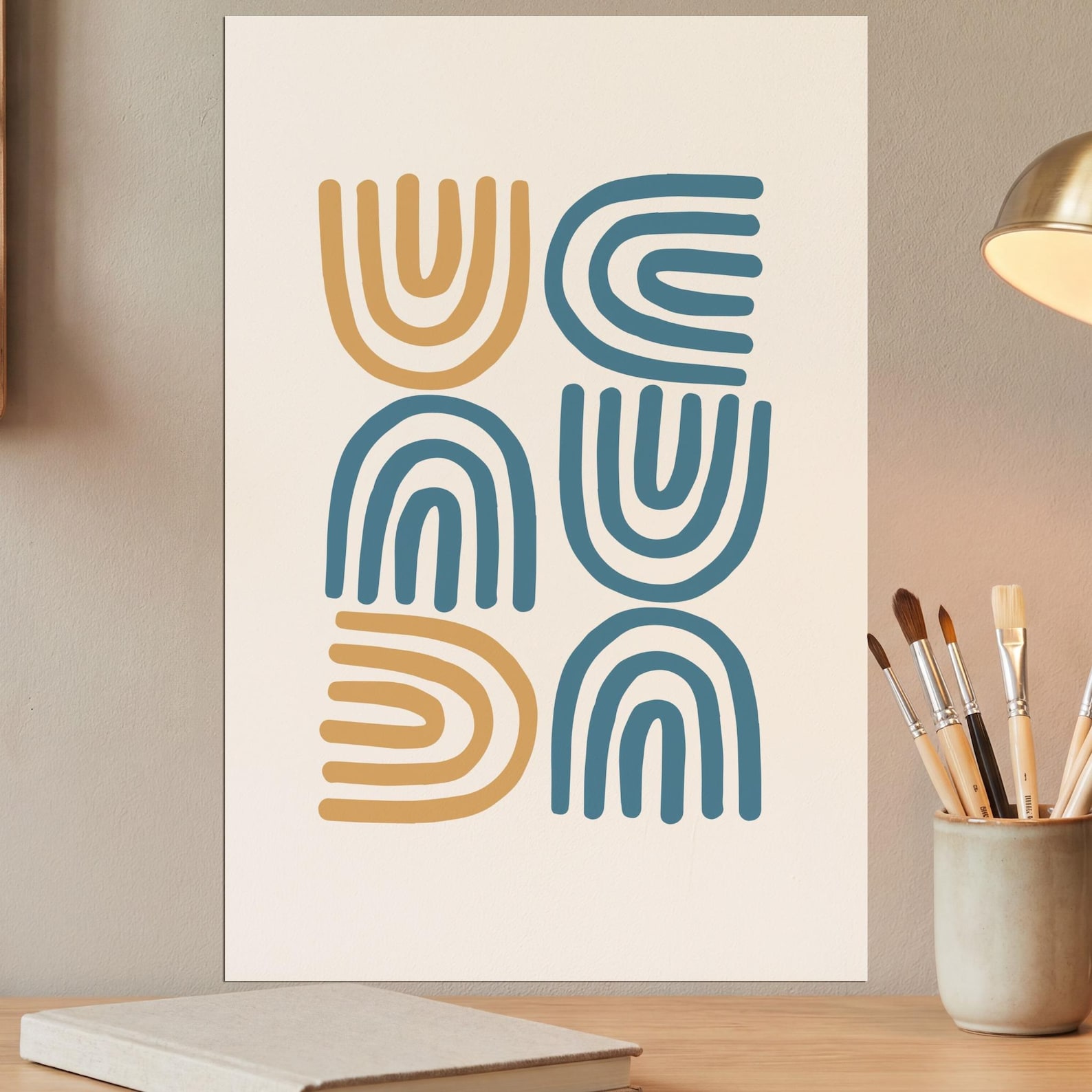 Abstract Arch Shapes Print, Mid Century Modern Boho Earth Tone Art ...
