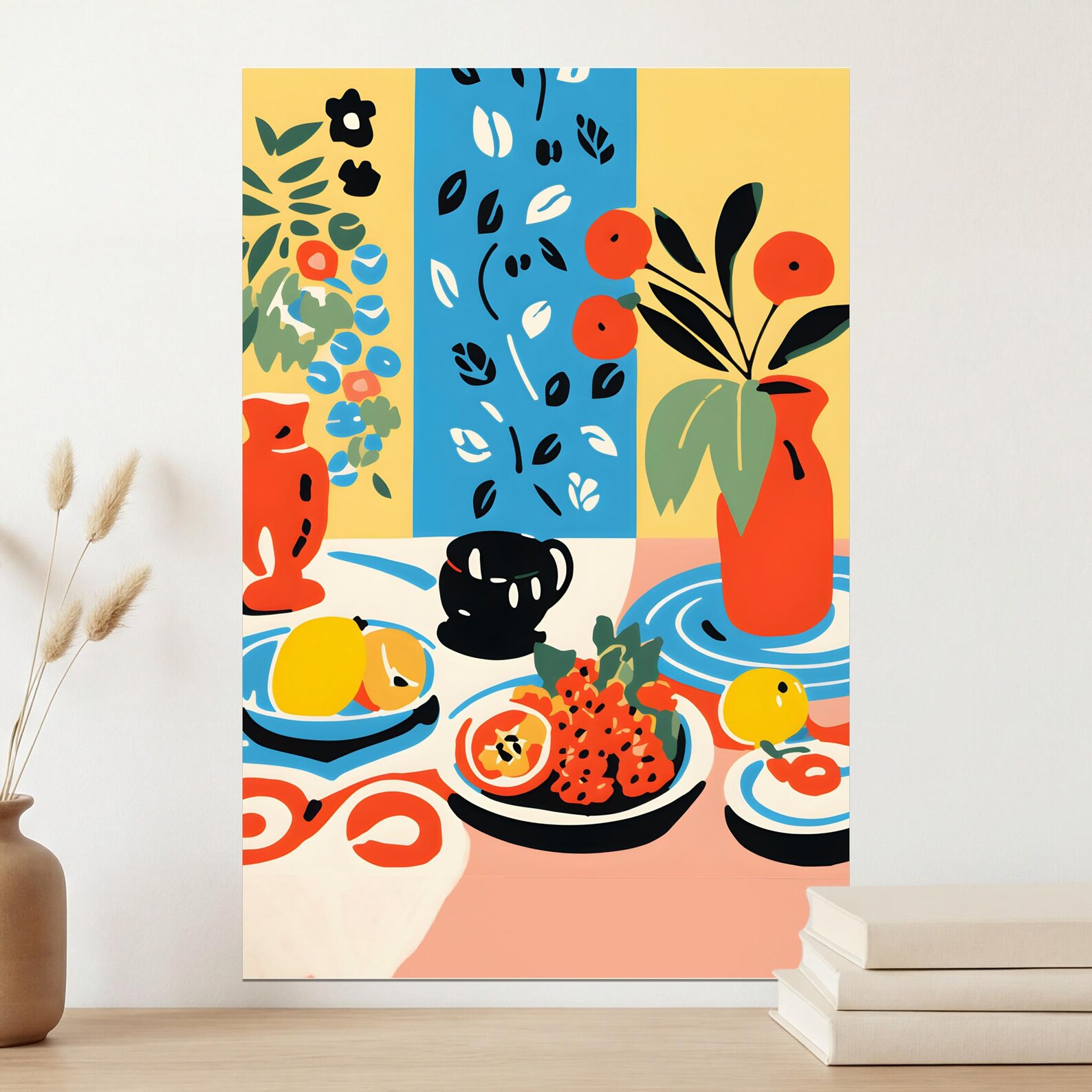 Matisse Inspired Still Life Print, Mid Century Modern Abstract Wall ...