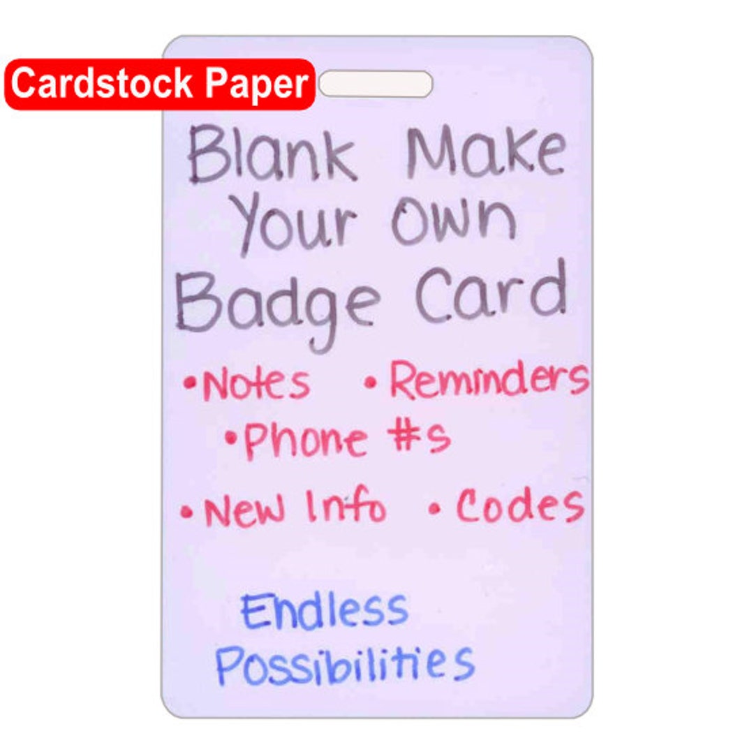 Blank Cardstock Make Your Own Badge Card Vertical for Nurse Paramedic ...