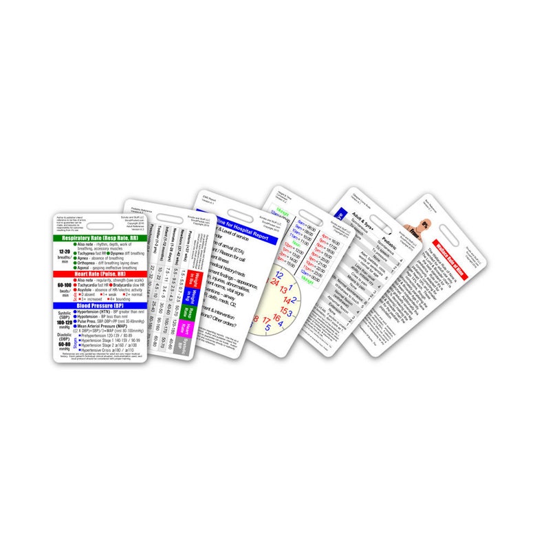 Mini EMT Vertical Badge Card Set - 6 Cards - for ID Badge Clip Strap ...