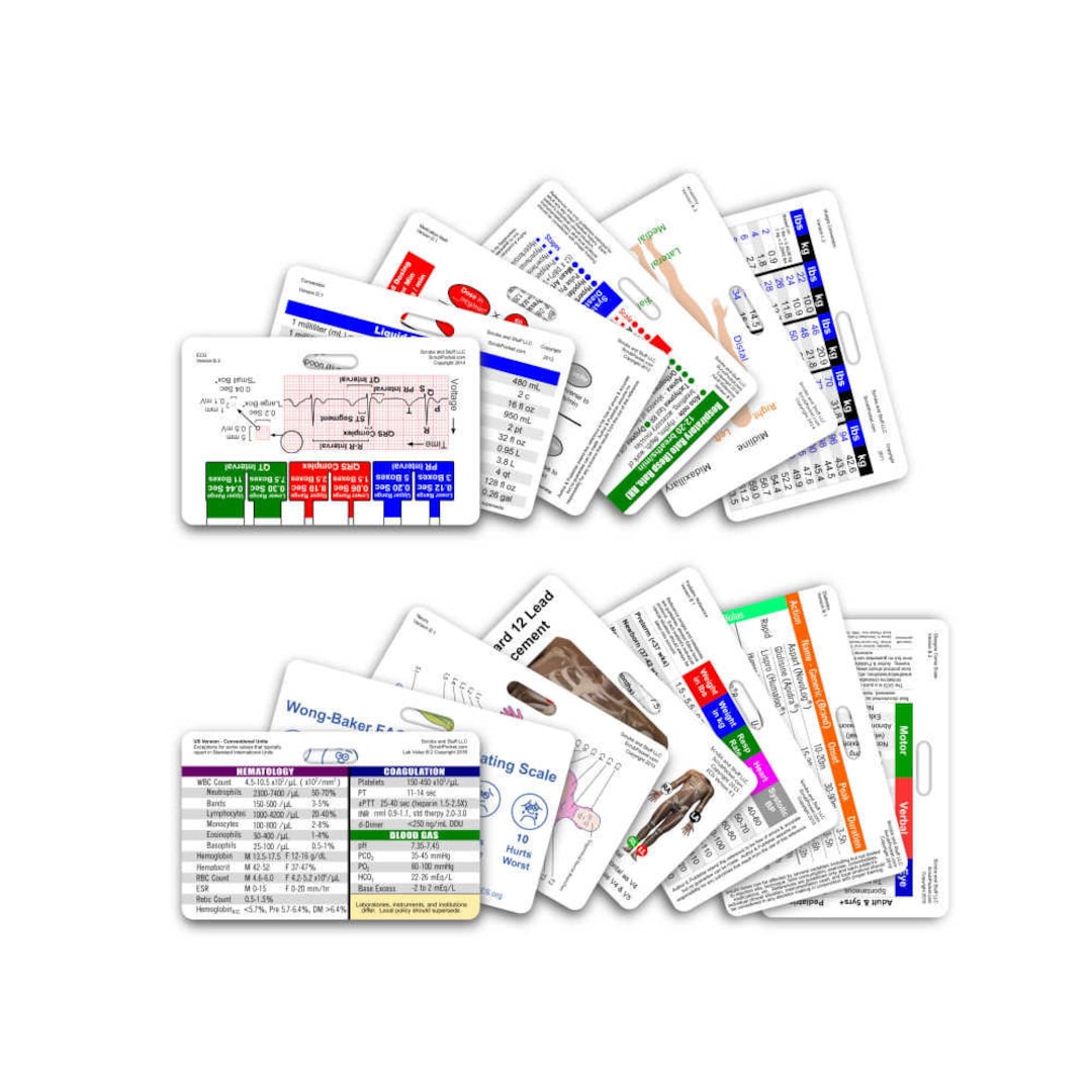 Complete Nurse Horizontal Badge Card Set - 13 Cards - for ID Badge Clip ...