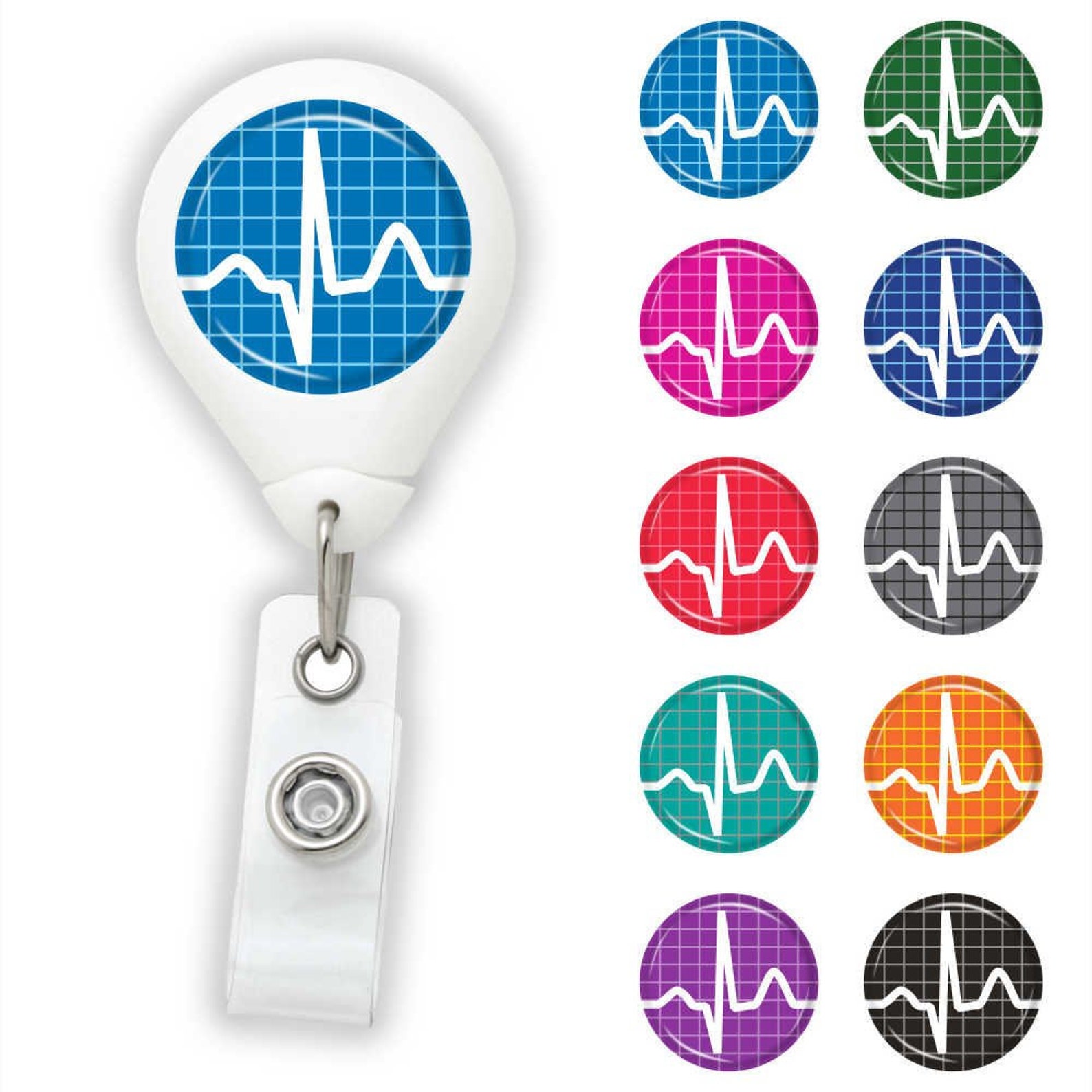 EKG Rhythm Badge Reel W/ Swivel Clip - Etsy