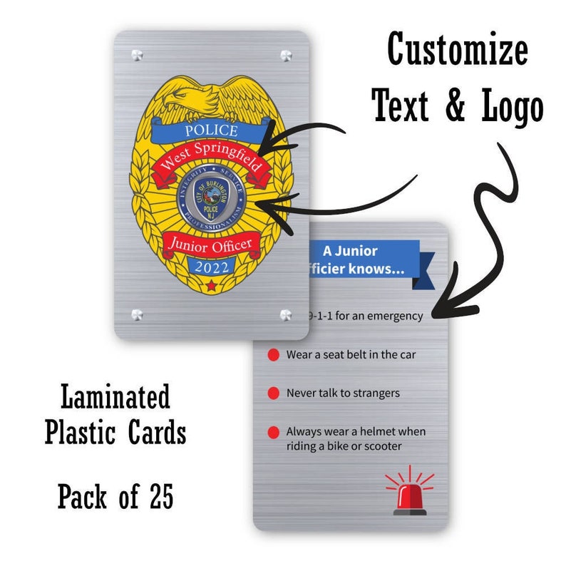 Custom Junior Police Officer Pack of Cards Upload Your Logo | Etsy