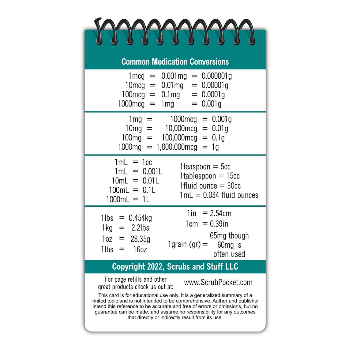 Reusable Medication Formulas Nurse Notepad Nursing Student - Etsy