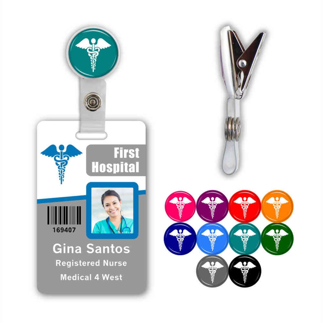 Caduceus Medical Badge ID Name Tag Clip - Available in 10 Colors - Etsy
