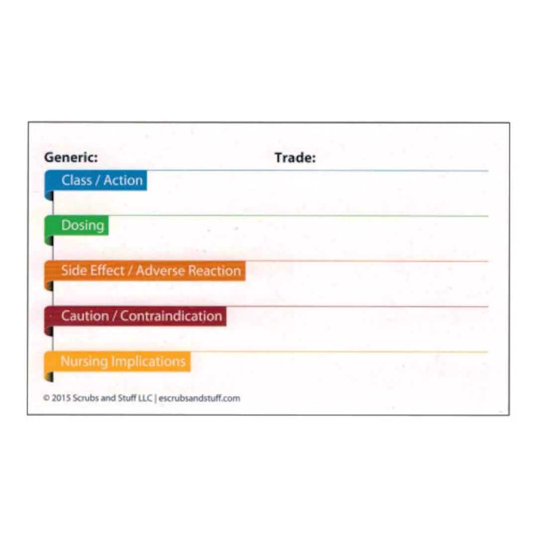 Nurse Drug & Medication Index Cards (pk 20) - Create Your Own Flash ...