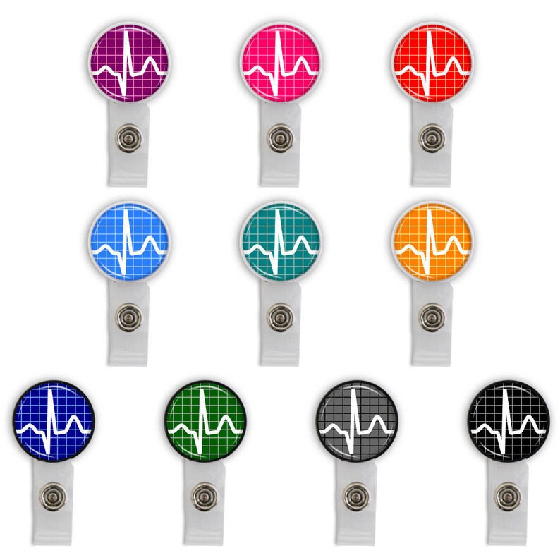 EKG Badge ID Name Tag Clip Available in 10 Colors - Etsy