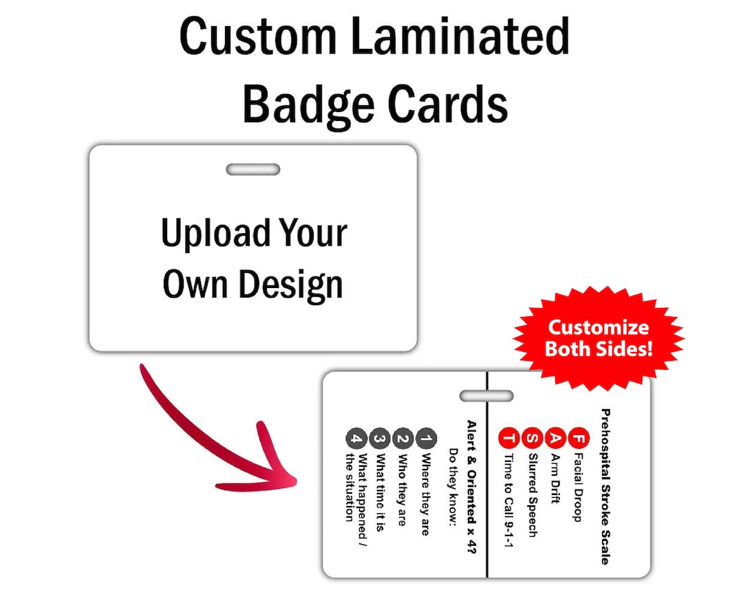 Custom Horizontal Badge Card - Upload Your Own Design - Etsy