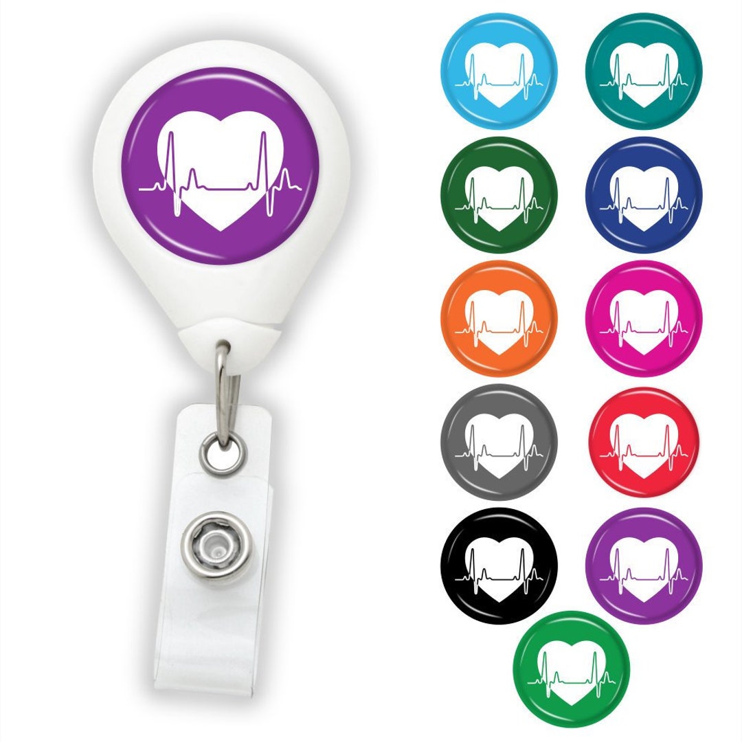 Heart & EKG Badge Reel W/ Swivel Clip - Etsy