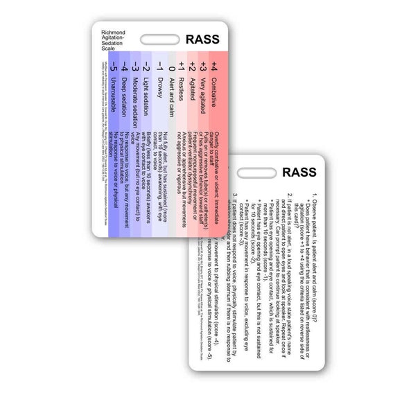 RASS Richmond Agitation Sedation Scale Vertical Badge Card | Etsy