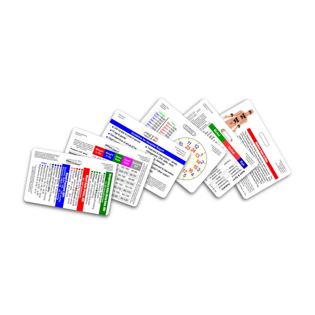 Mini EMT Horizontal Badge Card Set - 6 Cards - for ID Badge Clip Strap ...