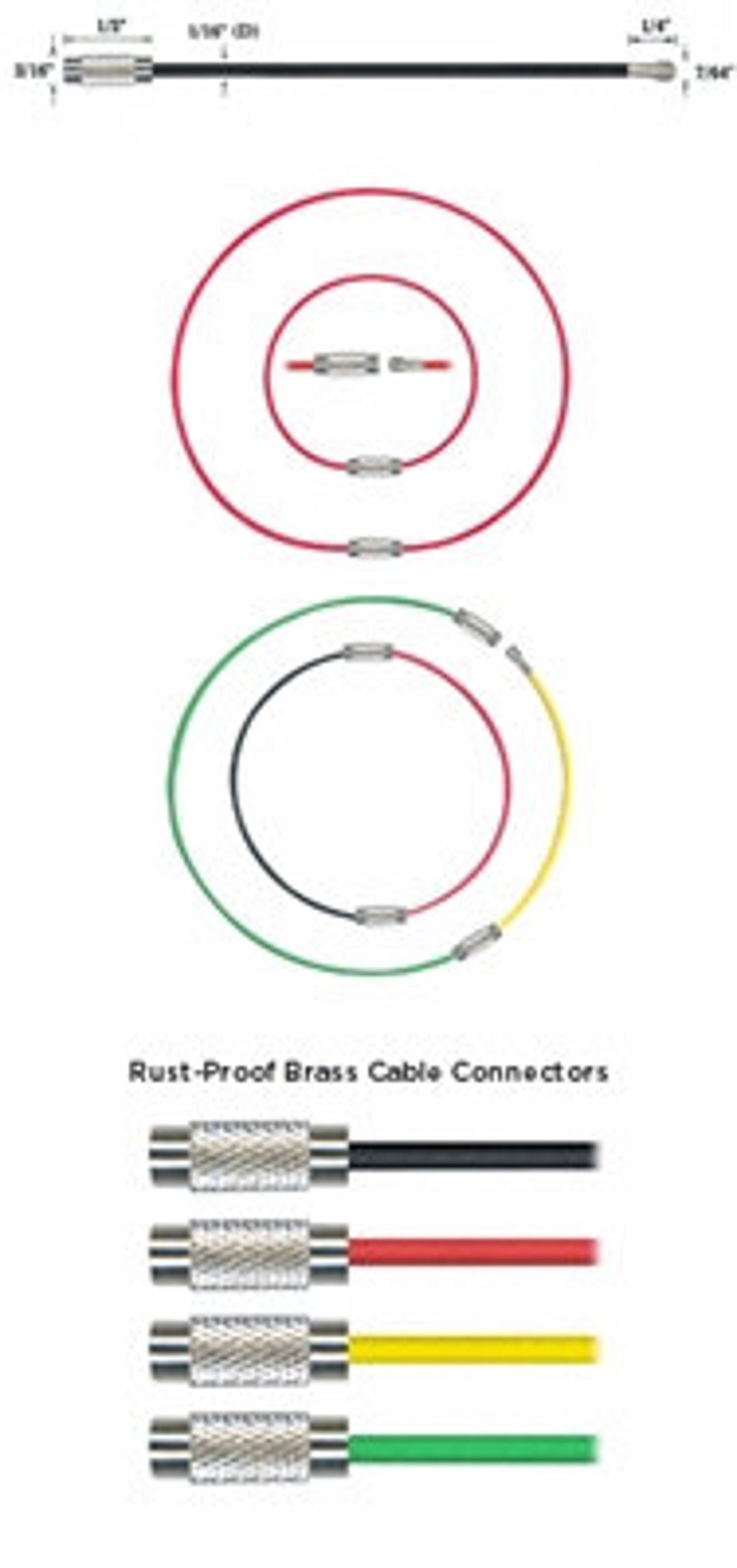6 Stainless Cable Key Rings: With Colored Vinyl Plastic Protection - Etsy