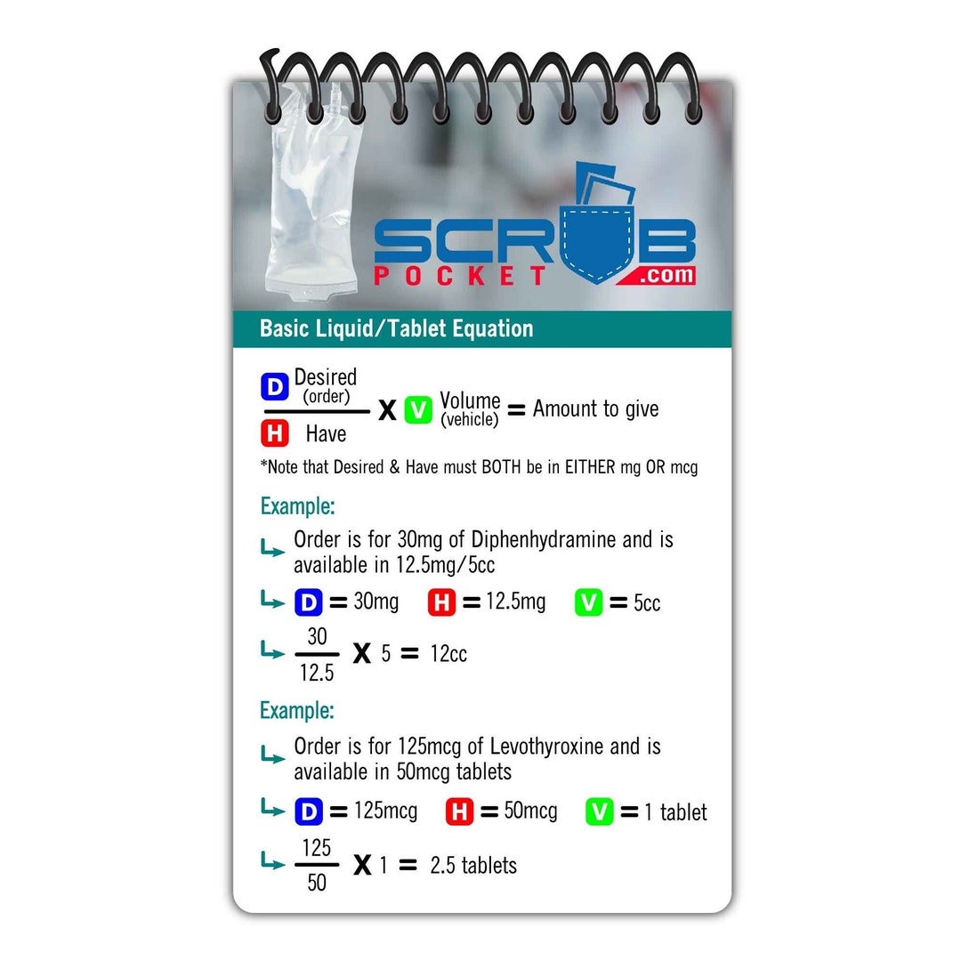 Reusable, Medication Formulas, Nurse Notepad, Nursing Student Notes ...