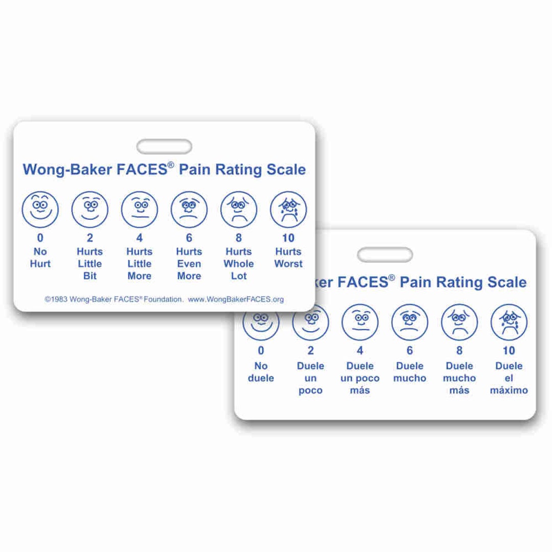Wong Baker FACES® Pain Rating Scale Horzontal W/ Spanish Badge Pocket ...