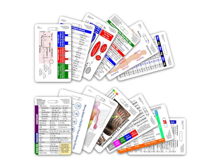 5 Card Pediatric Keychain Badge Card Set for Nurse Paramedic EMT for ID ...