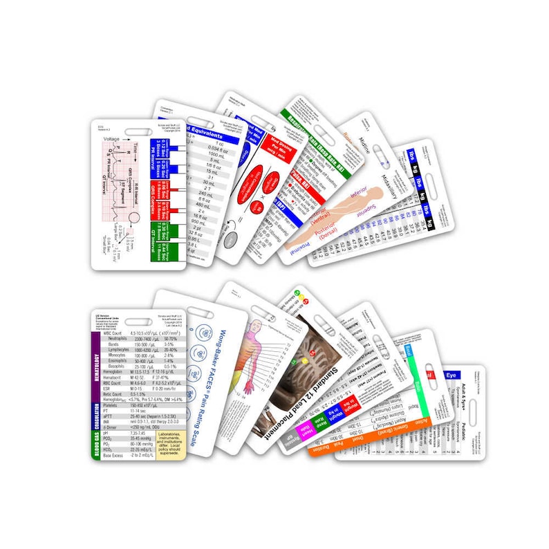Complete Nurse Vertical Badge Card Set - 13 Cards - for ID Badge Clip ...