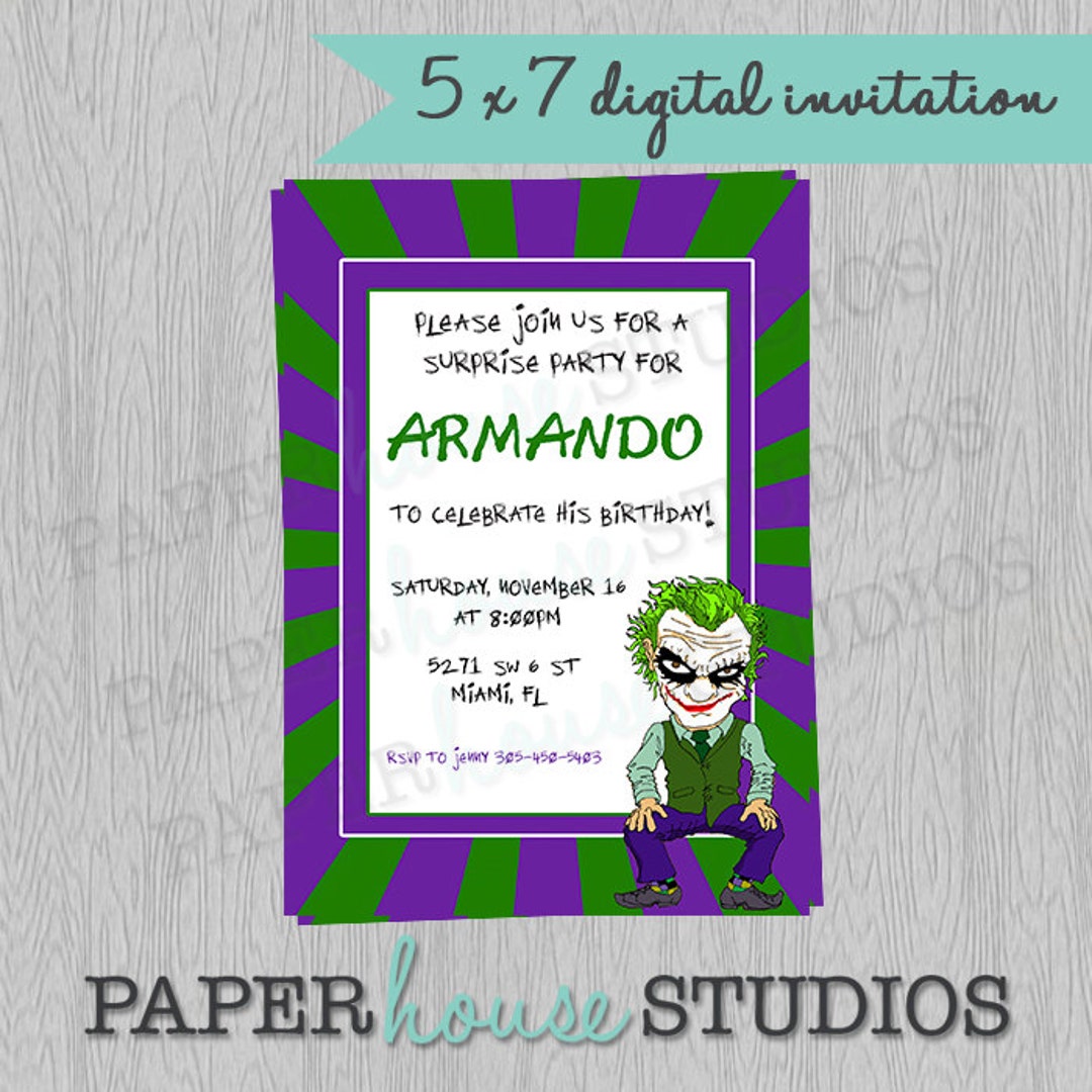 Joker 5 X 7 Digital Invitation - Etsy