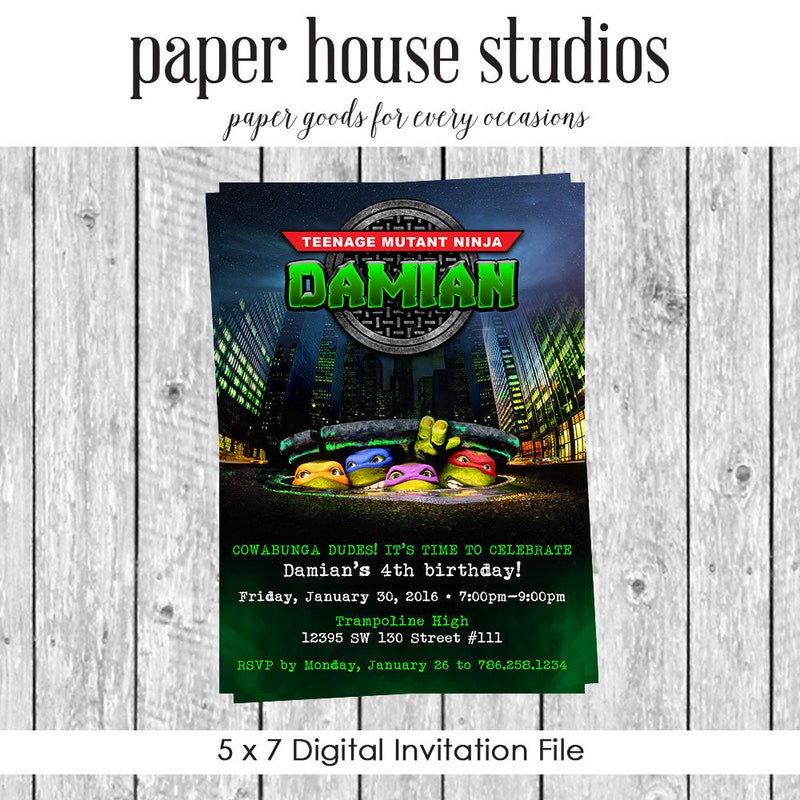 Ninja Turtle Invite - Etsy