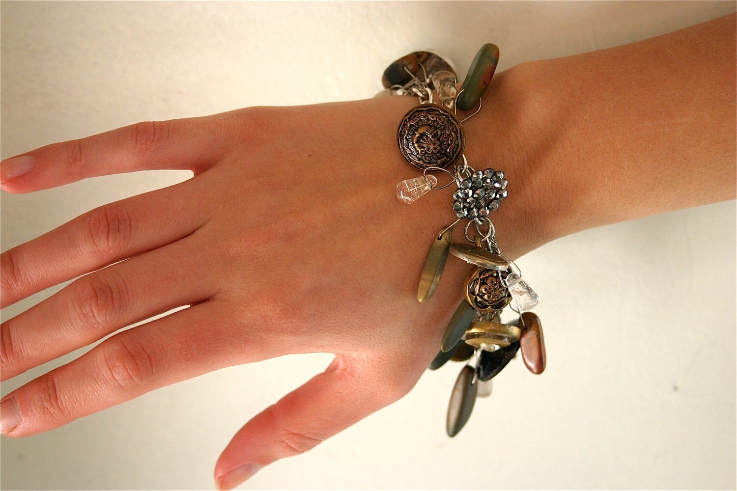 Vintage and Antique Button Charm Bracelet - Etsy