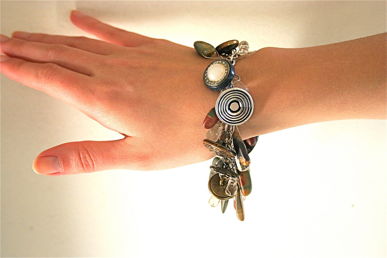 Vintage and Antique Button Charm Bracelet - Etsy