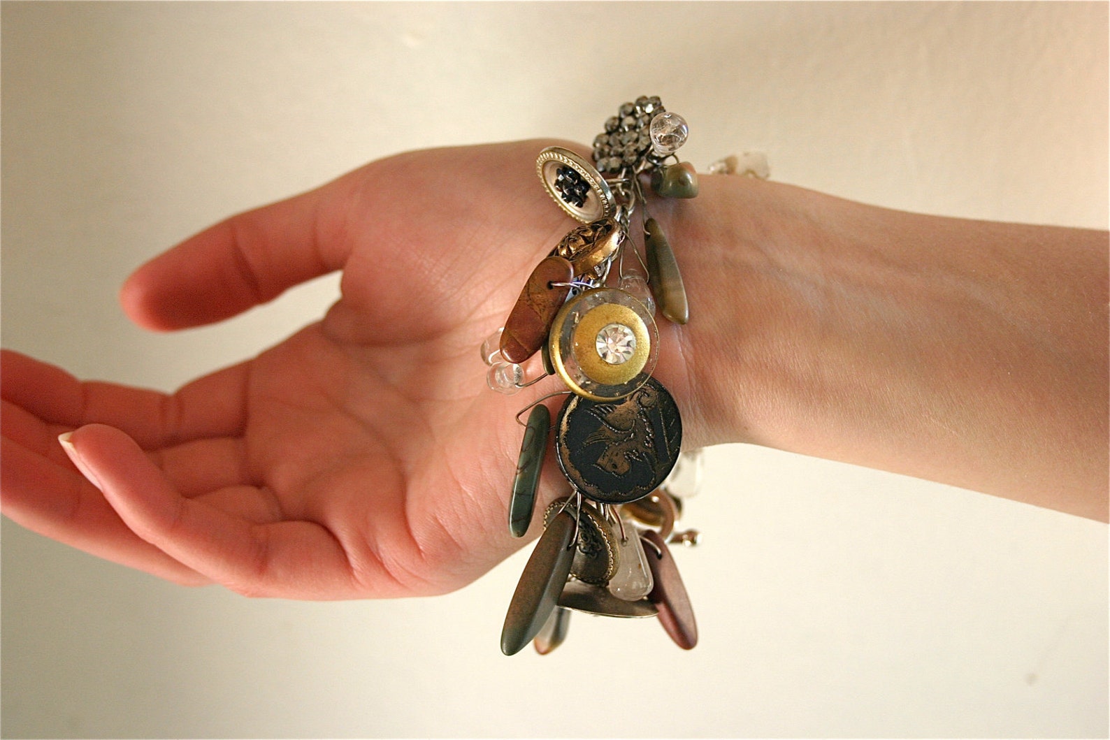 Vintage and Antique Button Charm Bracelet - Etsy