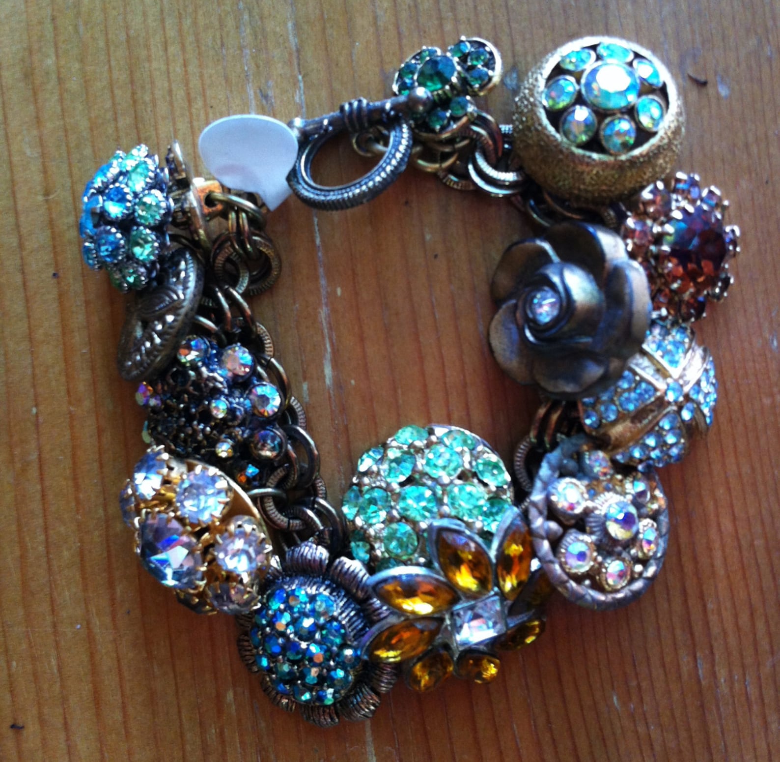 Antique Gold Vintage and Antique Multi-color Rhinestone and Glass ...