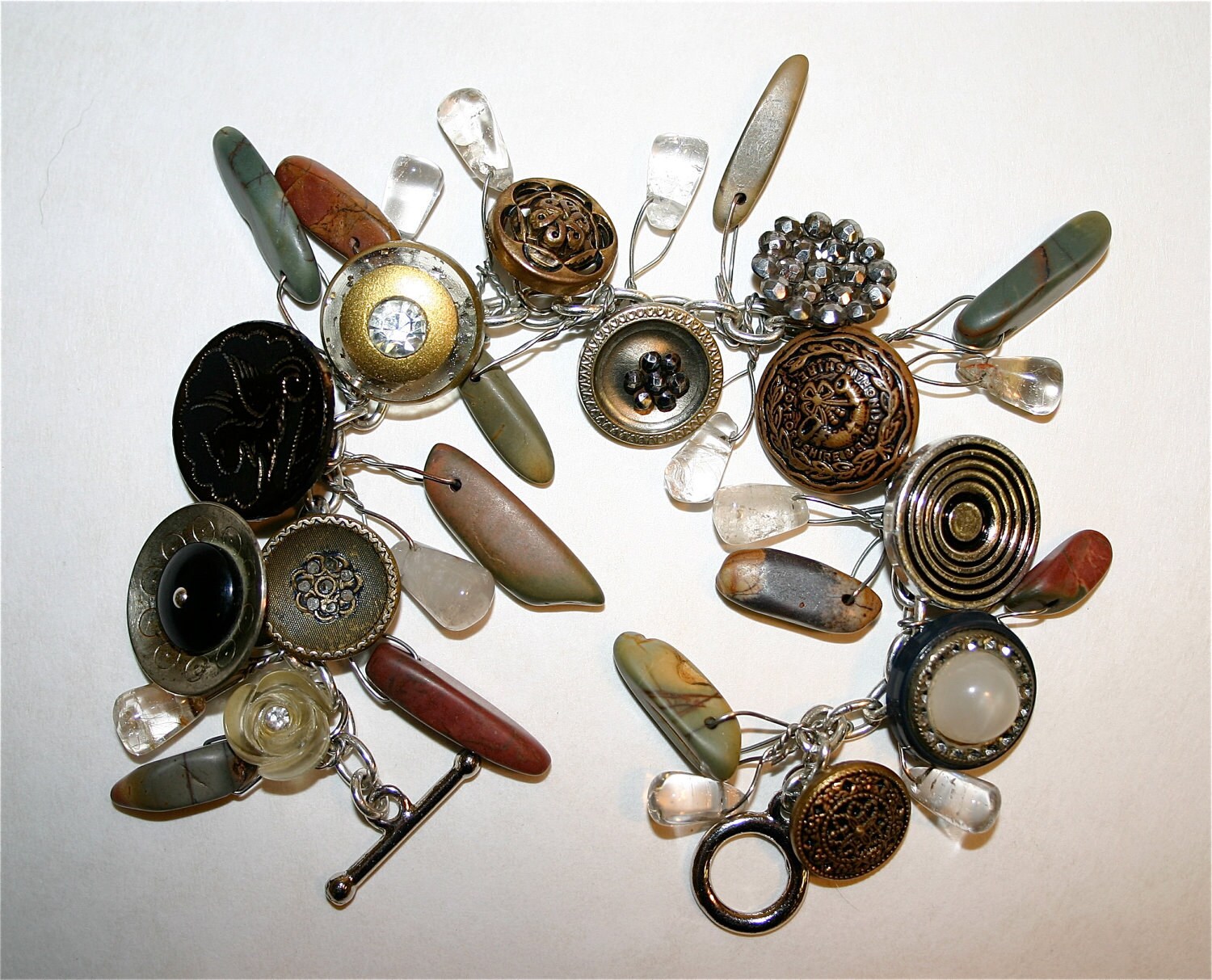 Vintage and Antique Button Charm Bracelet - Etsy