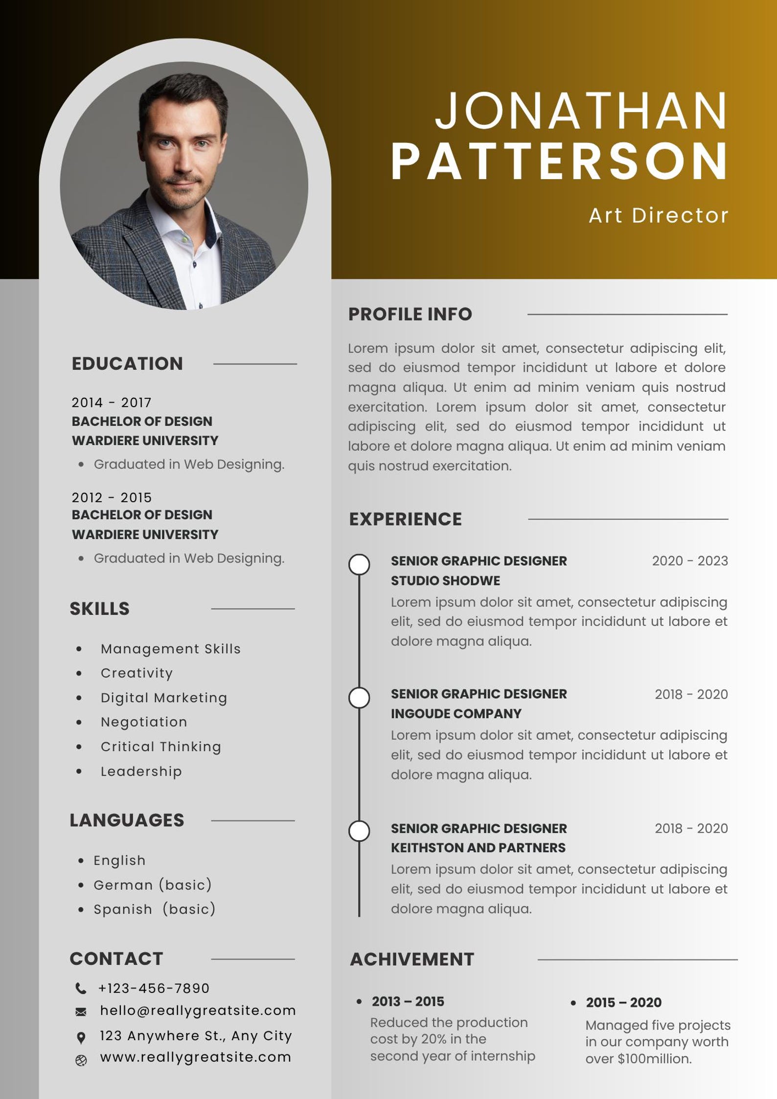 Modern Resume Template for Canva | Editable CV Design for Job ...