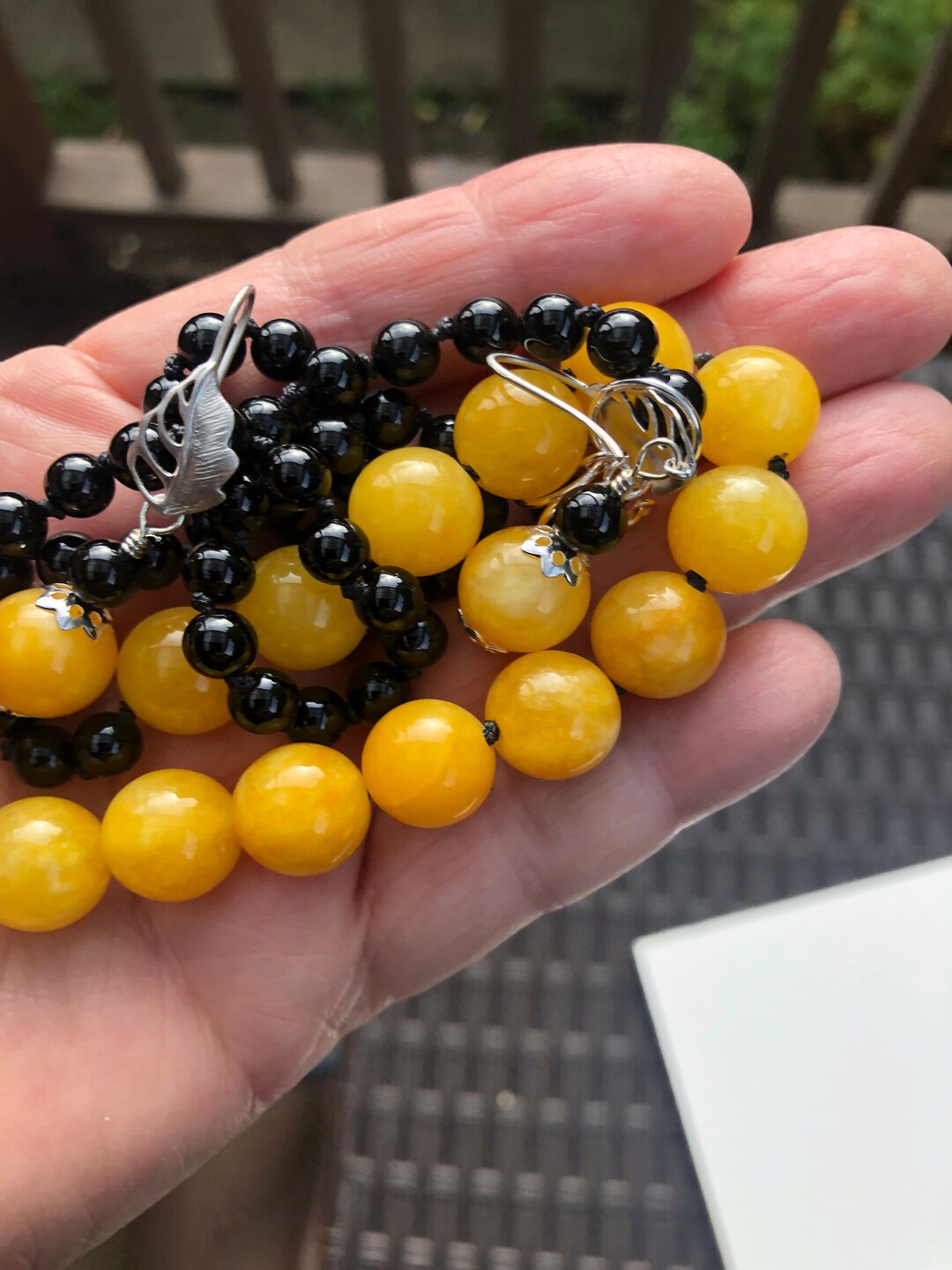 Gemstone Butter Yellow Quartz and Black Tourmaline Necklace 23 1/2 - 24 ...