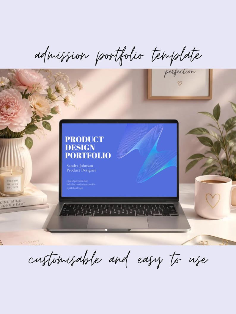 Product Design Admission Portfolio Template Canva | Neon Blue Creative ...