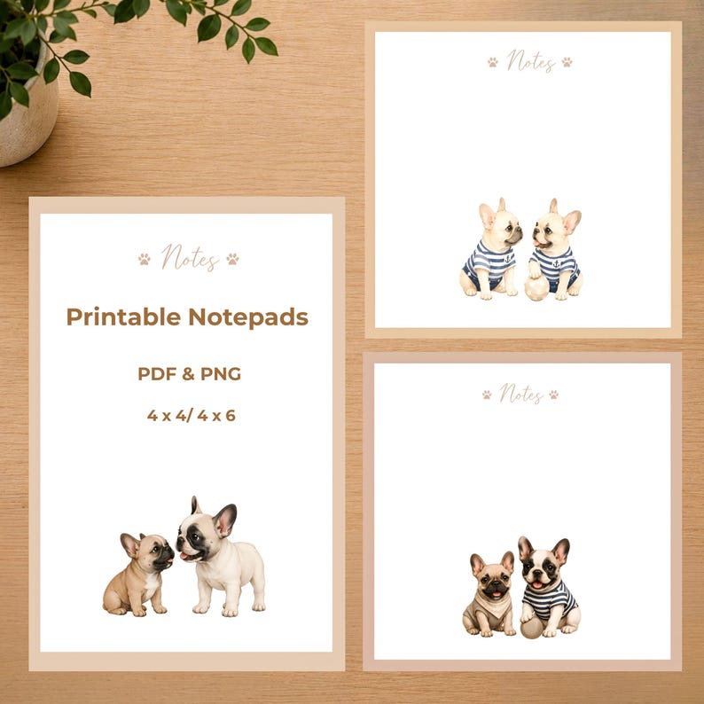 Bulldogs Notepad, 3 Designs, Printable Dog Stationery, 3 Designs (PDF ...